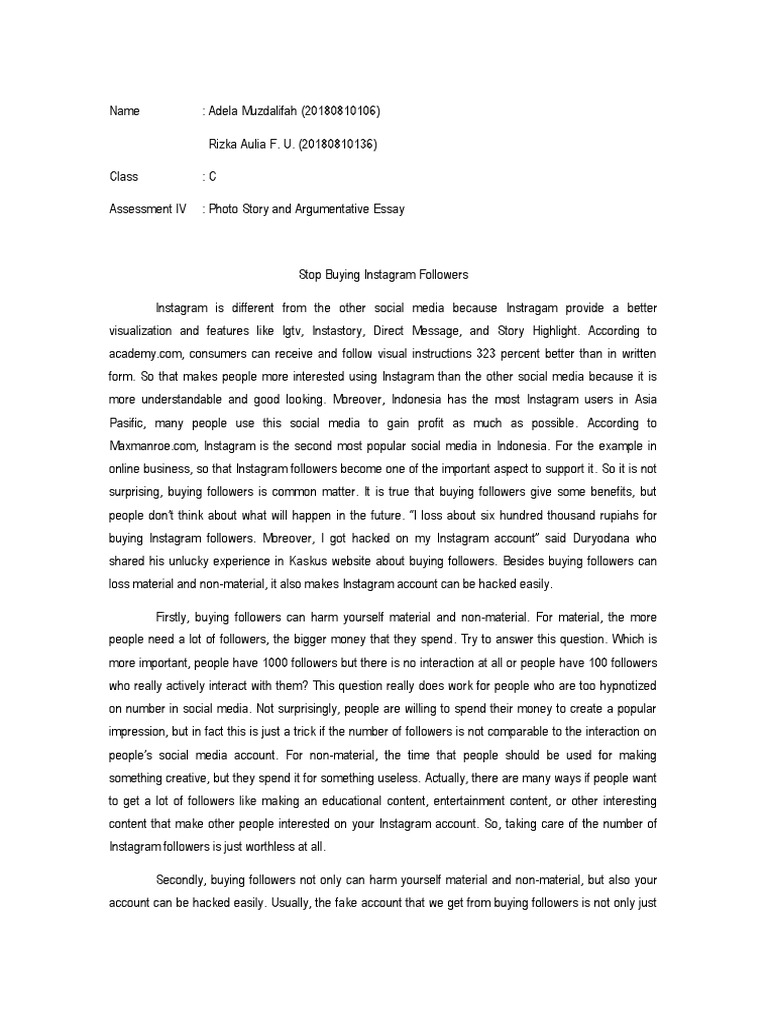 Argumentative Essay | PDF | Social Media | Popular Culture & Media Studies