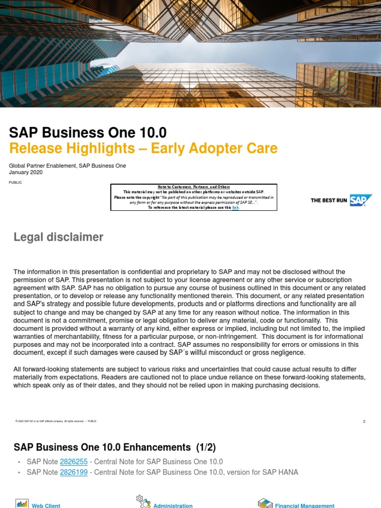 SAP Business One 10.0 Highlights | PDF