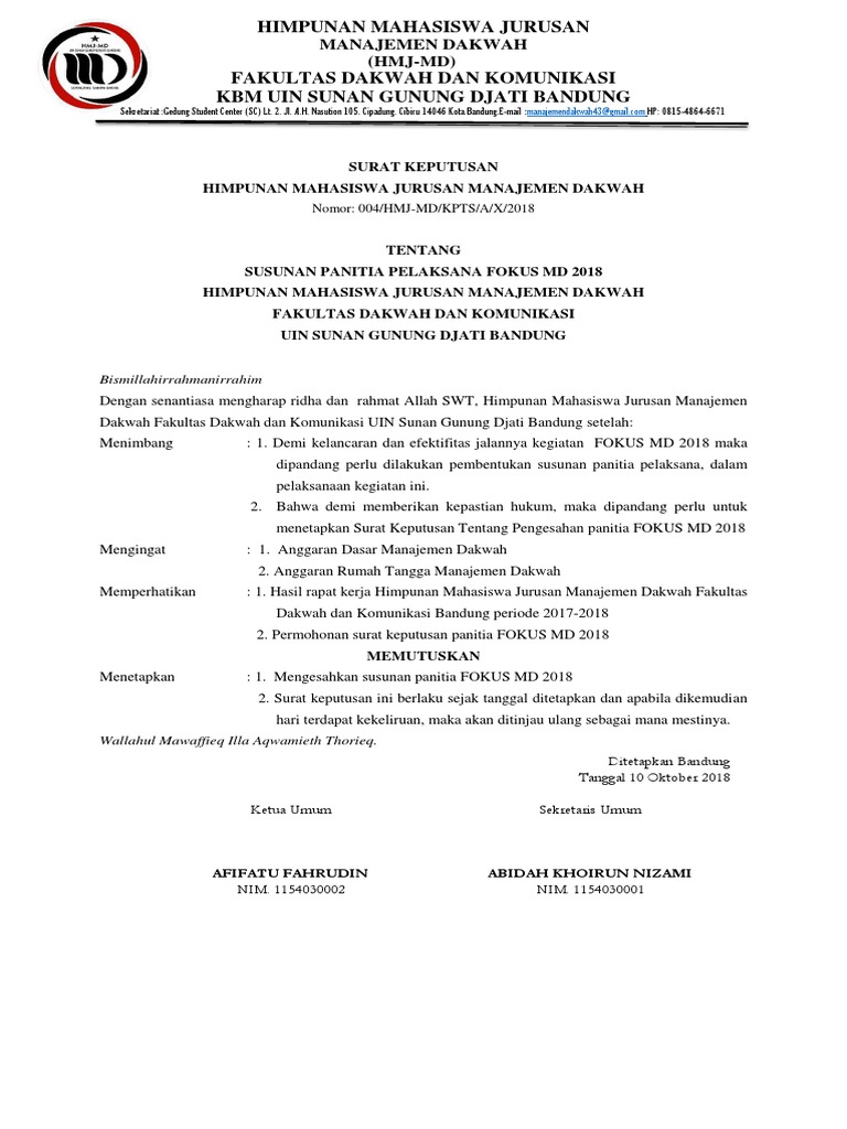 Surat Keputusan Panitia | PDF