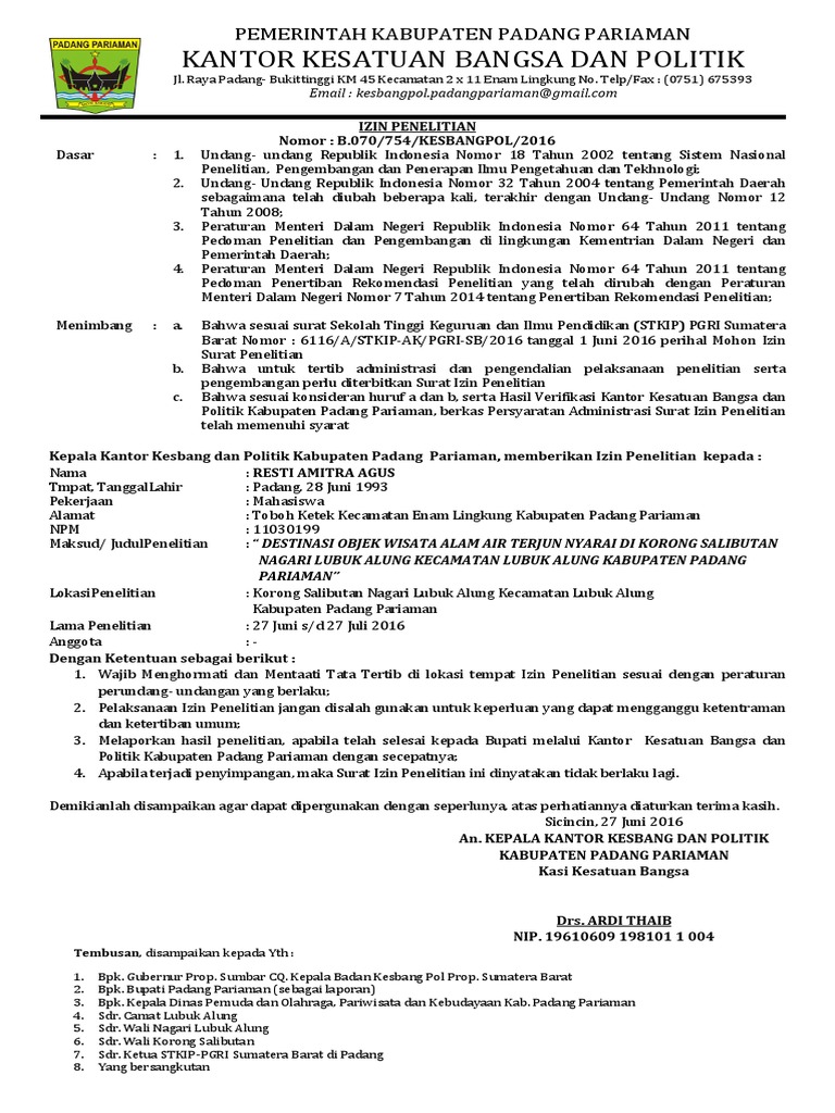 Surat Kesbangpol Pdf