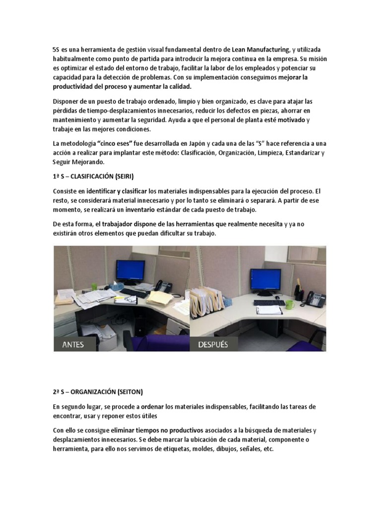 5S Es Una Herramienta de Gestión Visual Fundamental Dentro de | PDF ...