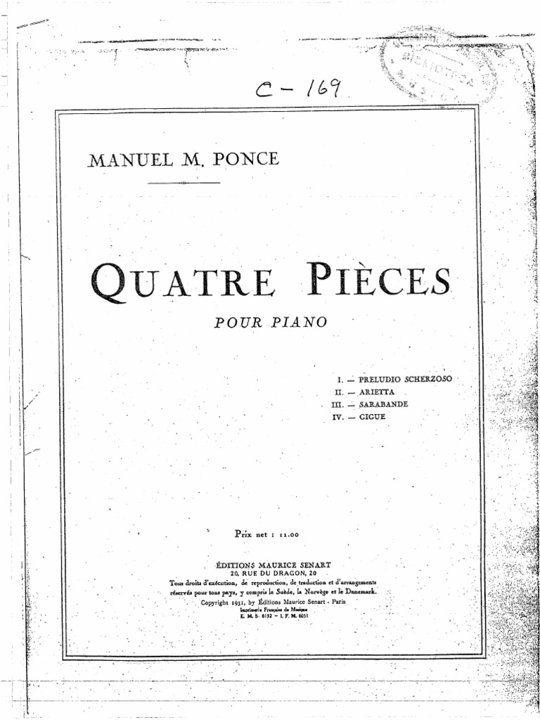 Manuel M. Ponce, Cuatro Piezas para Piano | PDF