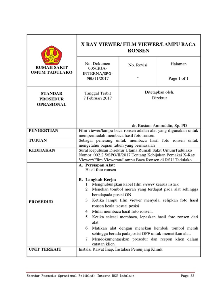 Spo X Ray Viewer Film Viewer Lampu Baca Ronsen | PDF