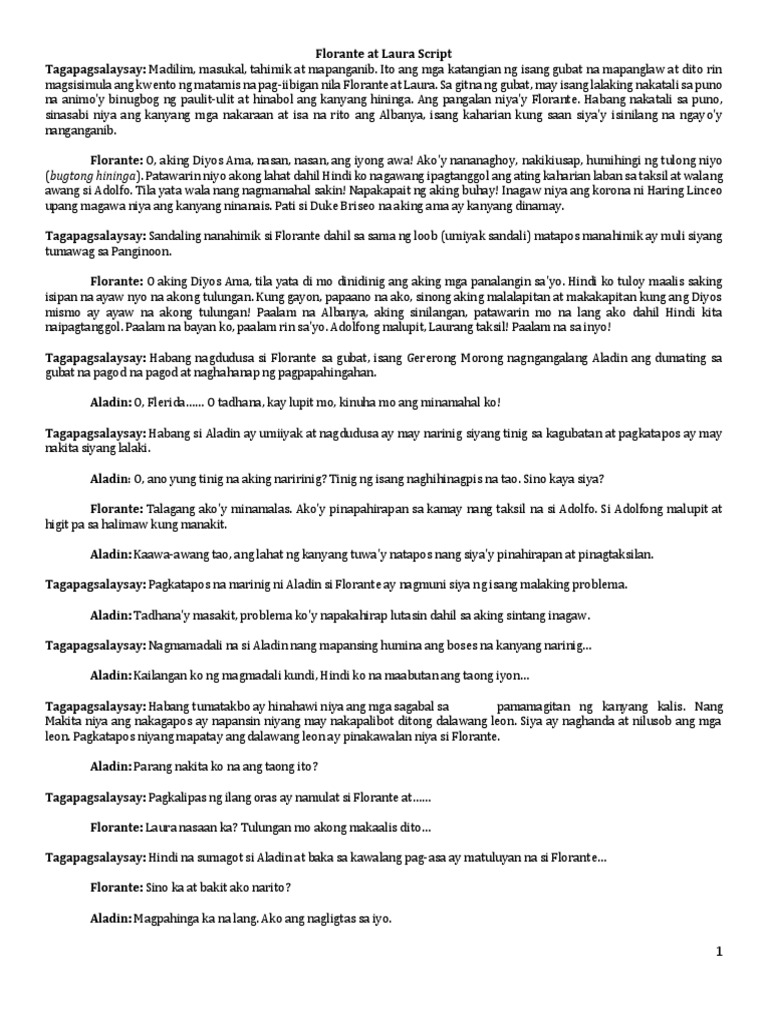 Florante at Laura Script | PDF