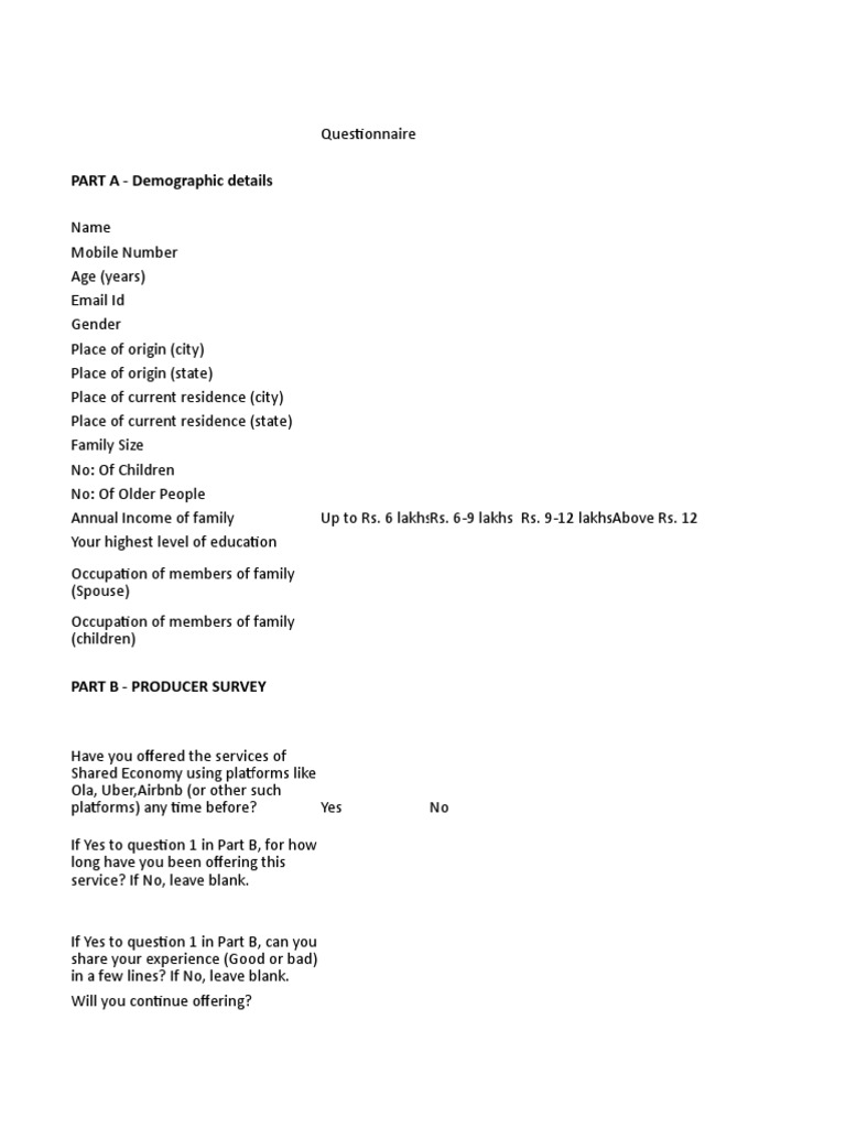 Questionnaire | PDF | Career & Growth