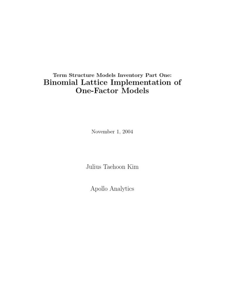 Binomial Lattice Implementation of One-Factor Models | PDF | Yield ...
