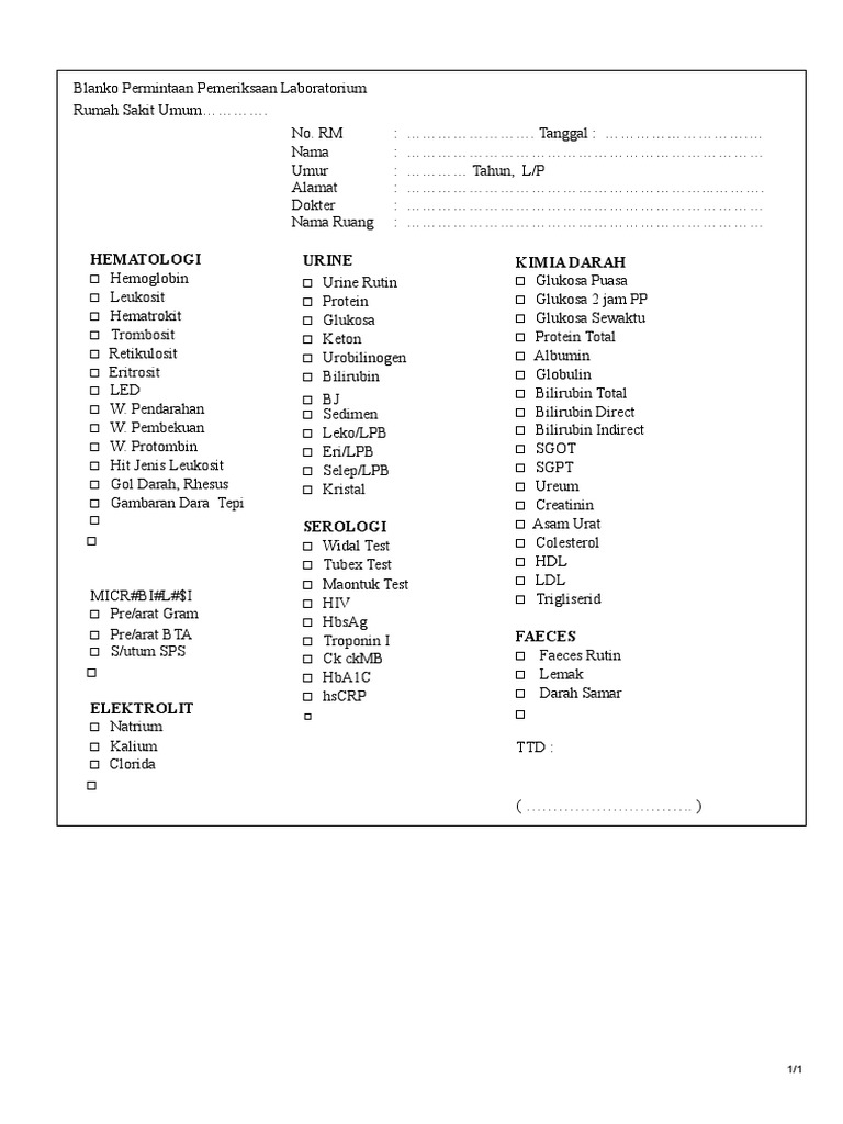 Contoh Surat Permintaan-Pemeriksaan-Laboratorium | PDF