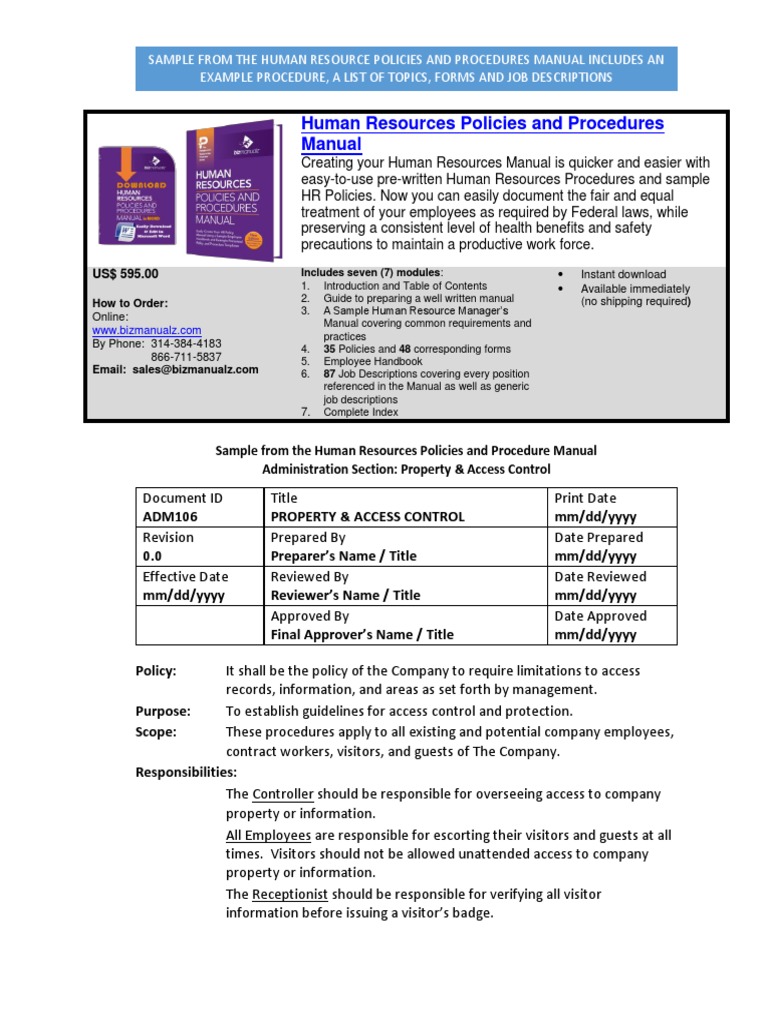 Bizmanualz Human Resources Policies and Procedures Sample PDF | PDF ...