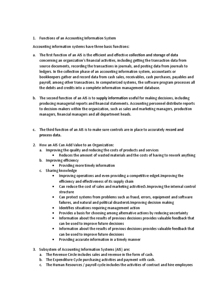 Functions of An Accounting Information System | PDF | Information ...