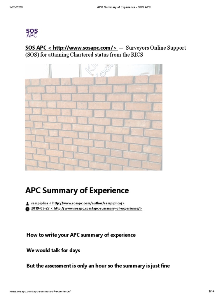 APC Summary of Experience - SOS APC | PDF | Lease | Surveying