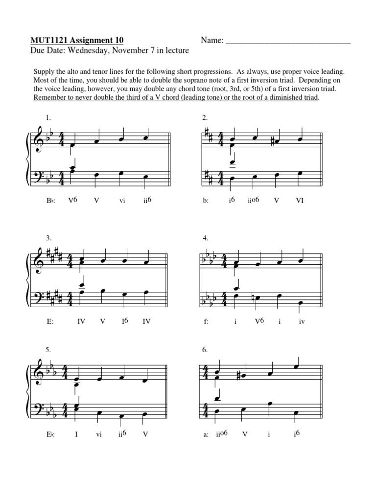 MUT1121 Theory Homework 10 | PDF | Classical Music | Pitch (Music)