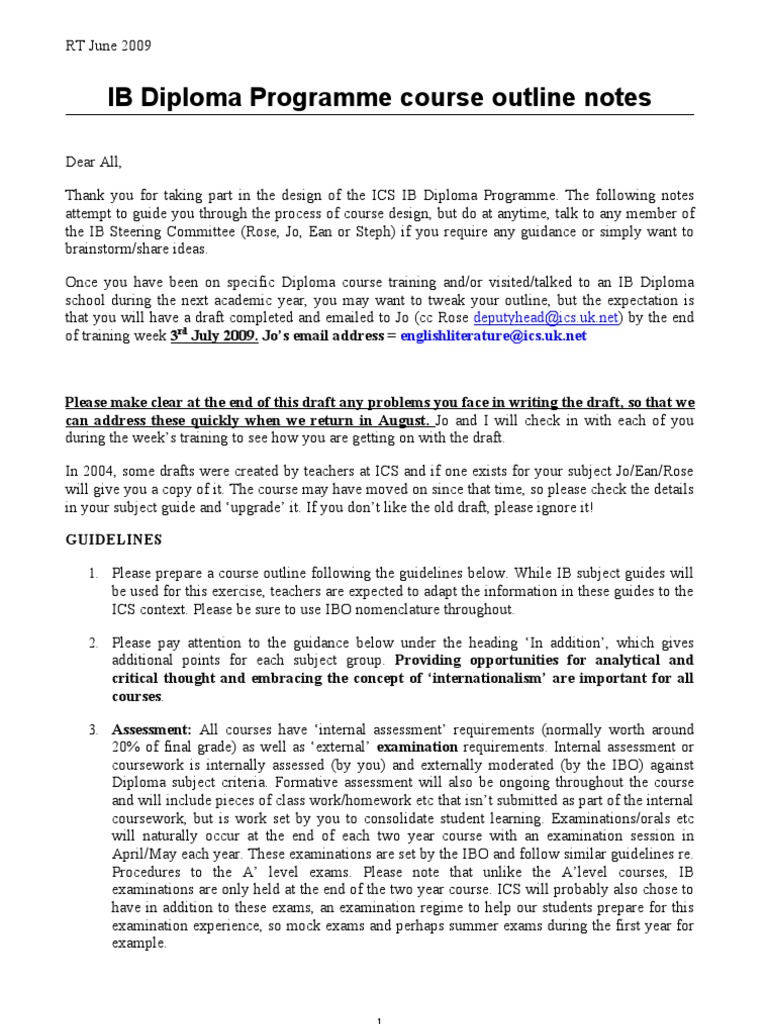IB Diploma Programme Course Outline Notes | PDF | Teachers | Learning