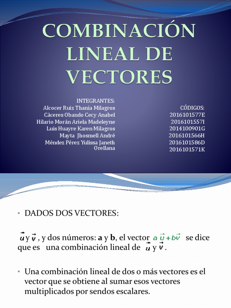 Combinación Lineal de Vectores | PDF