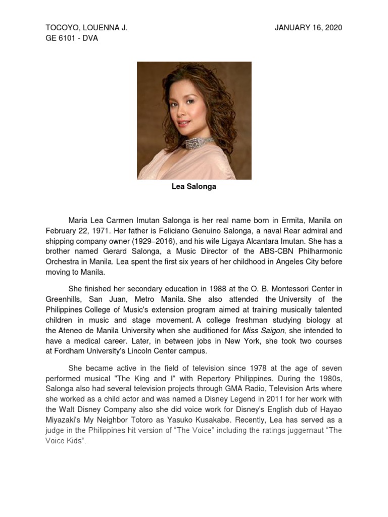 Biography of Prominent Filipino | PDF | Entertainment | Theatre