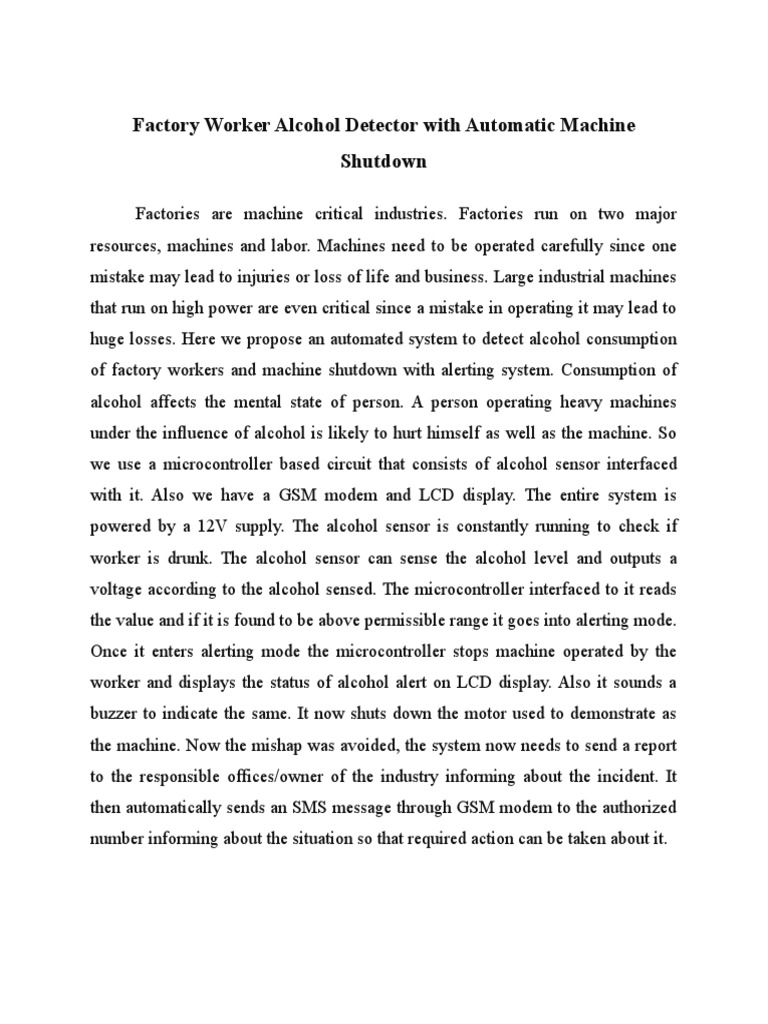 6.factory Worker Alcohol Detector | PDF | Technology & Engineering