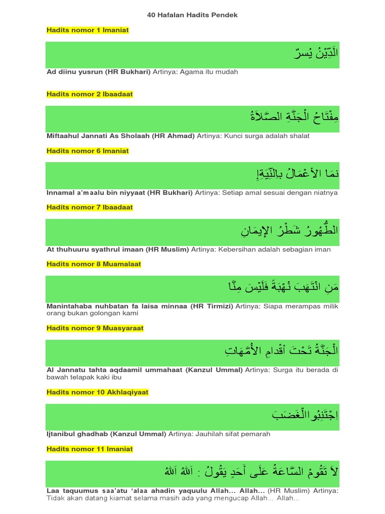 40 Hadits Pendek | PDF