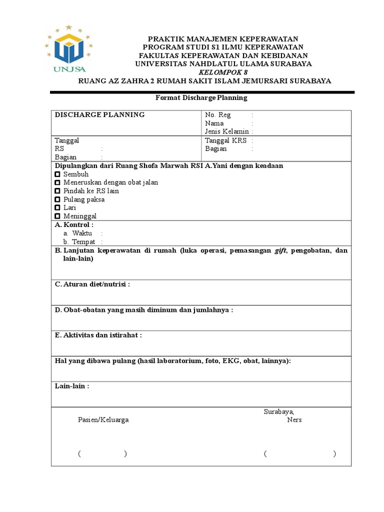 Format Discharge Planning | PDF