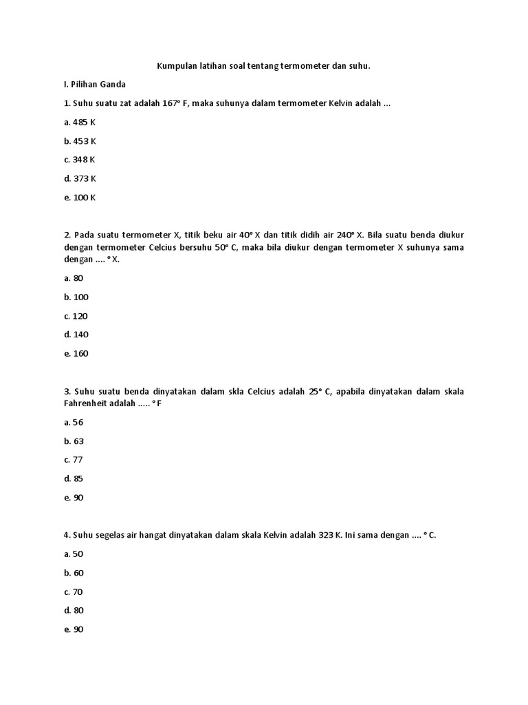Kumpulan Latihan Soal Tentang Termometer | PDF