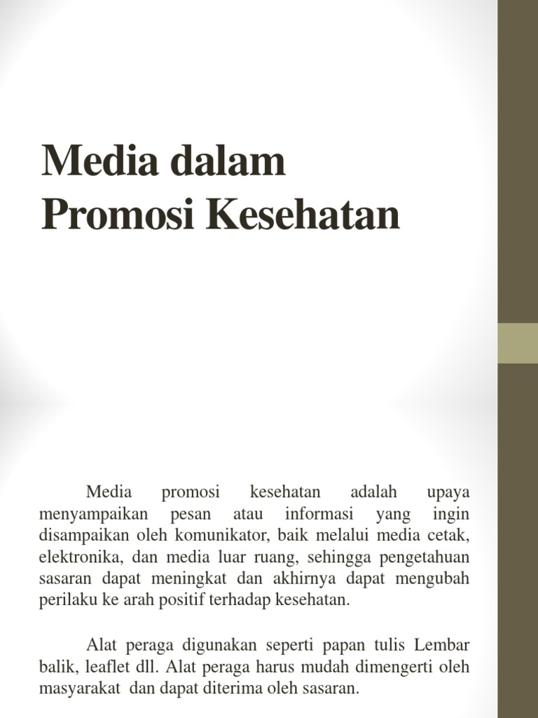 Media Promosi Kesehatan dan Contohnya | PDF
