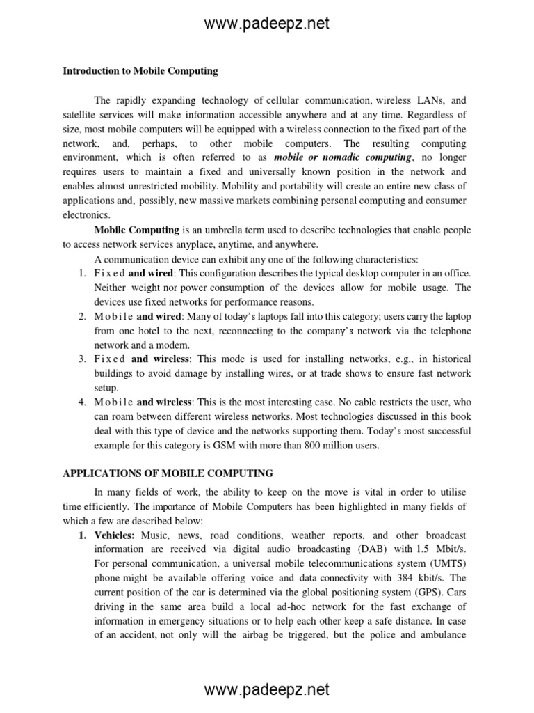 Cs8601 Notes Mobile Computing Pdf