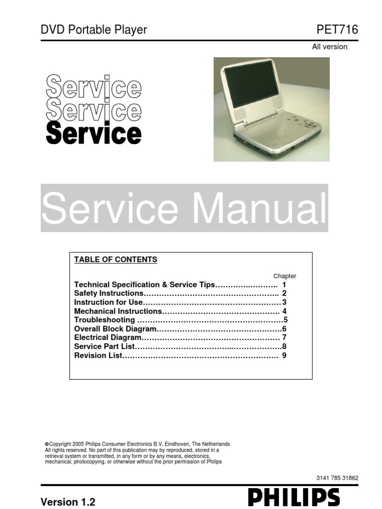Philips Pet716 Service Manual | PDF | Compact Disc | Alternating Current