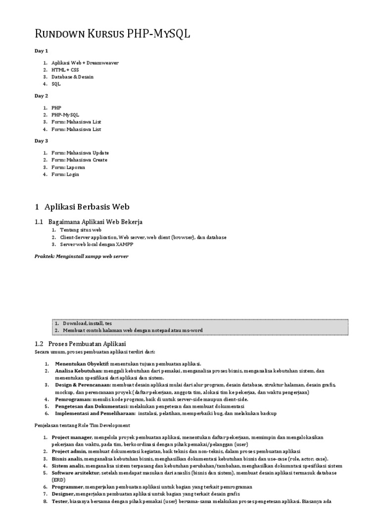 Rundown Kursus Pemrograman Web PHP-MySQL-1612 | PDF | Seni