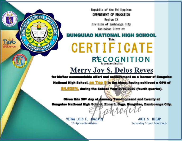 1st Grading Certificate | PDF