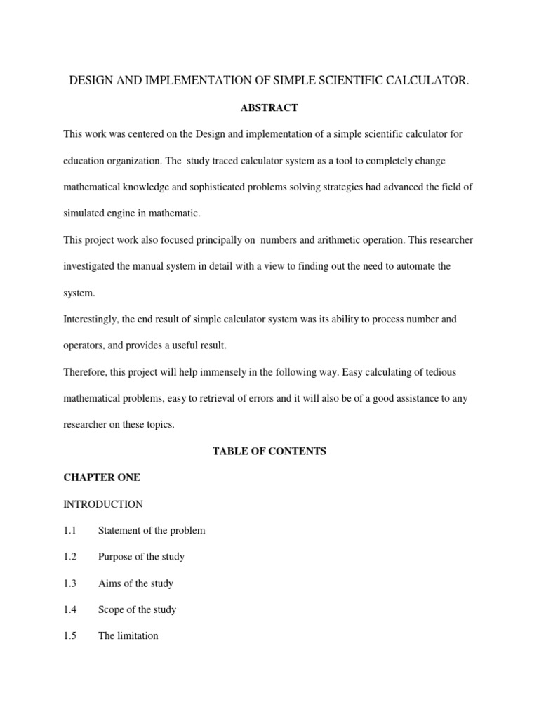 Design and Implementation of Simple Scientific Calculator | PDF