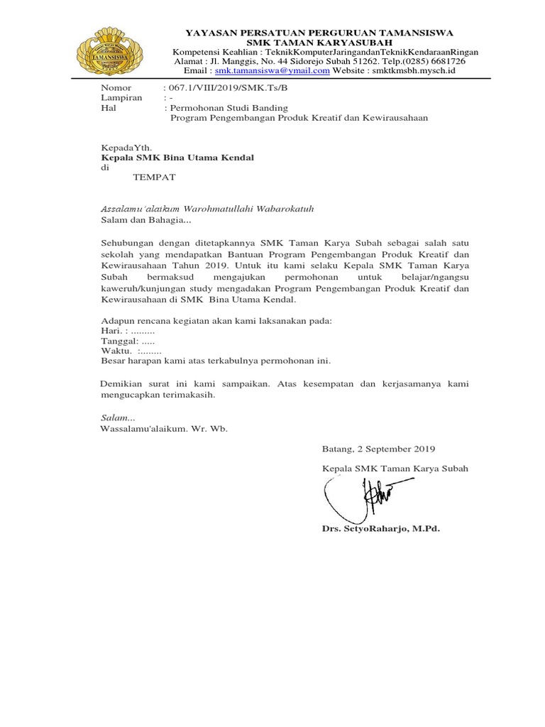 Surat Permohonan Studi Banding | PDF