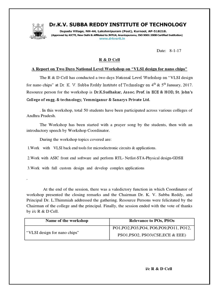 VLSI Design Workshop Report | PDF