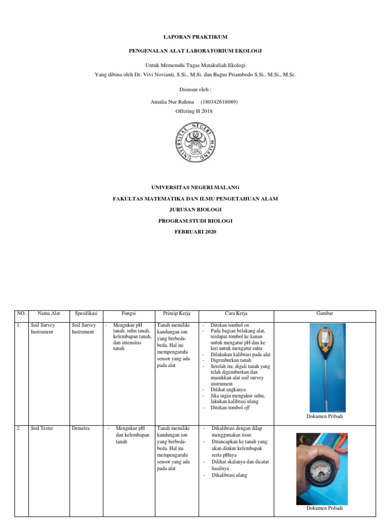LAPORAN PRAKTIKUM EKOLOGI PENGENALAN ALAT LAB-cover | PDF LAPORAN PRAKTIKUM EKOLOGI PENGENALAN ALAT LAB-cover | PDF