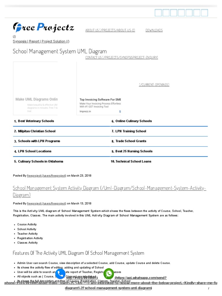 School Management System UML Diagram - FreeProjectz | PDF | Computers