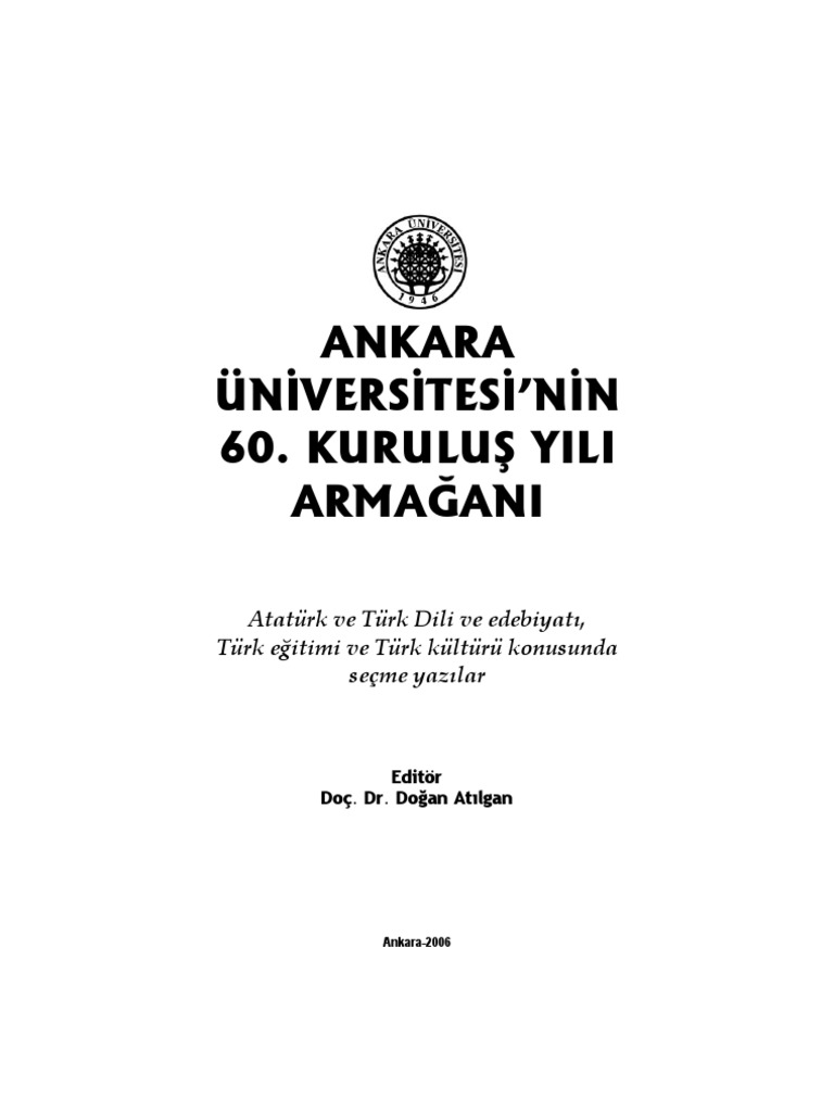 Ankara Üniversitesinin 60.yıl Kuruluş Armağanı | PDF