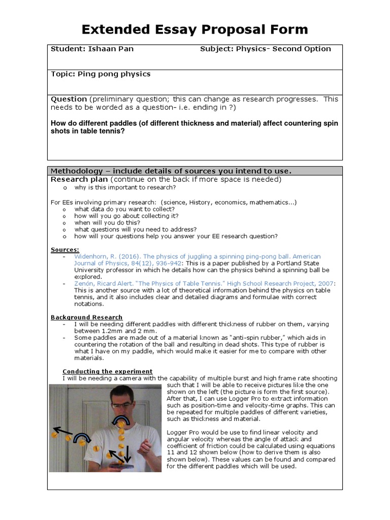 EE Initial Proposal Form-Physics | PDF