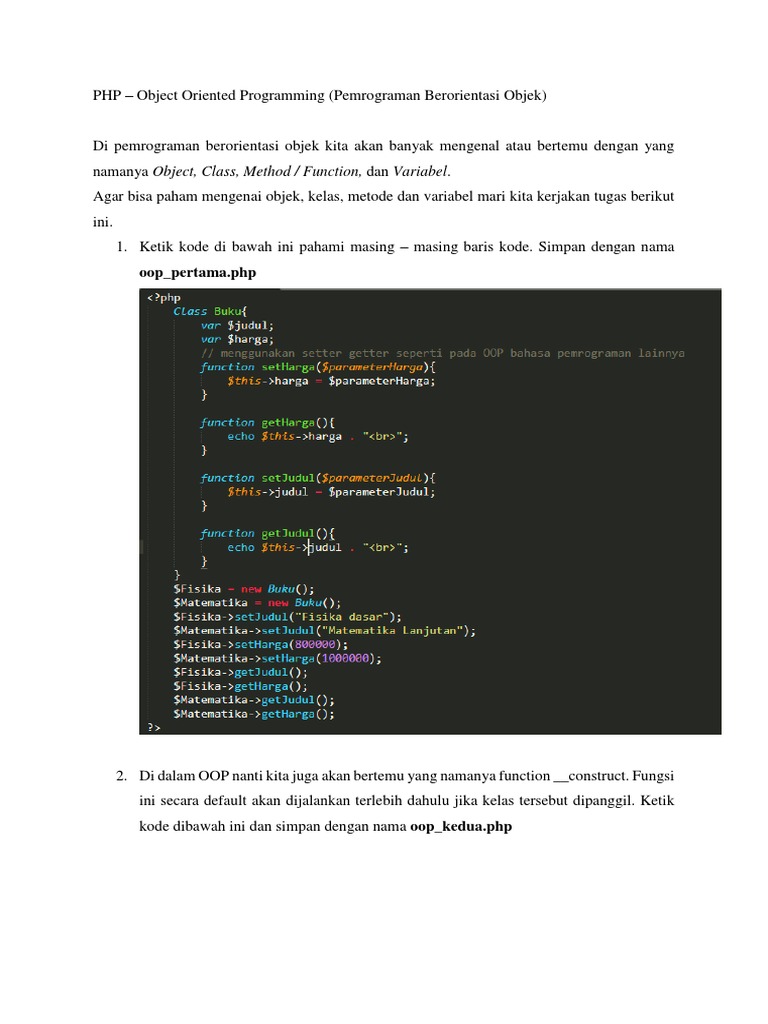OOP Menggunakan Bahasa Pemrograman PHP | PDF