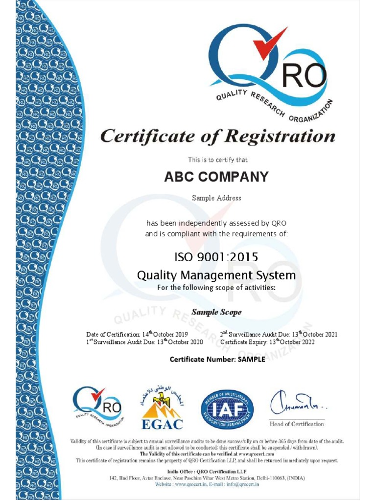 ABC 9001 QRO EGAC - Sample | PDF