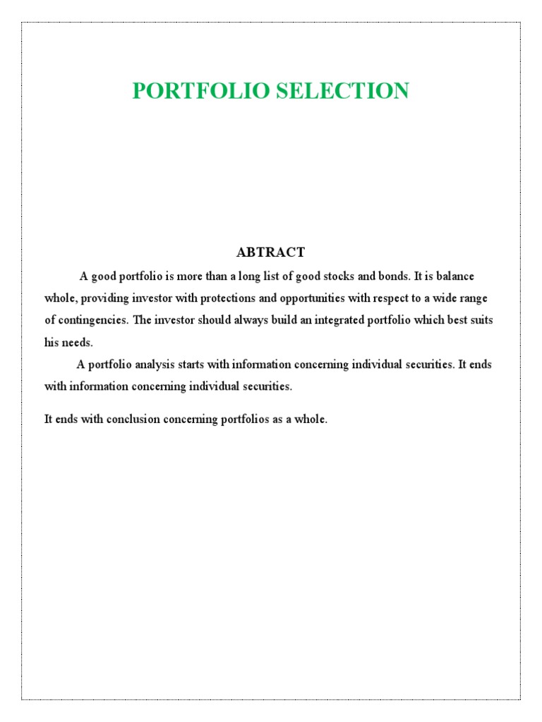 Simulation Portfolio Selection | PDF | Diversification (Finance ...