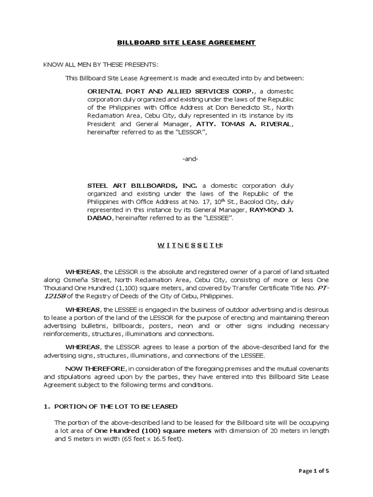 Billboard-Lease Agreement | PDF