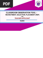 COT-RSP Rating Sheet for Teacher Applicants | PDF | Business