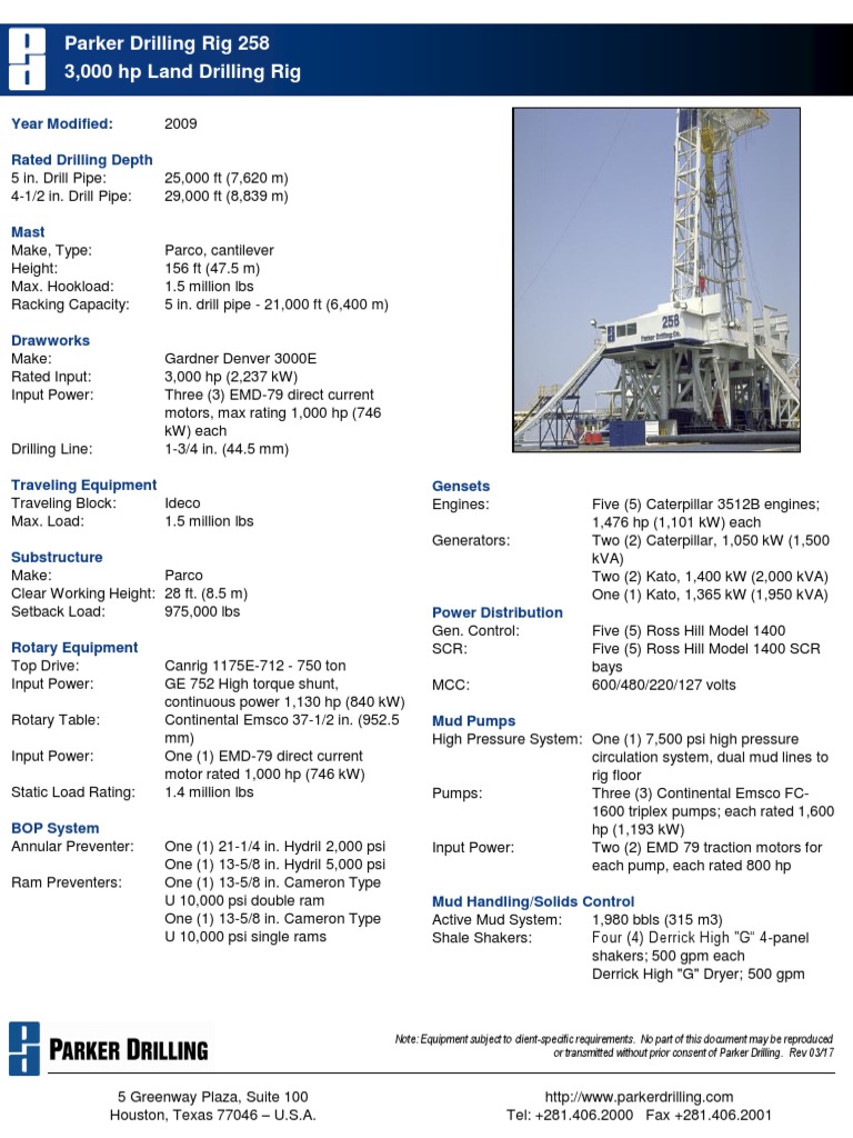 Parker Drilling Rig 258 PDF | PDF