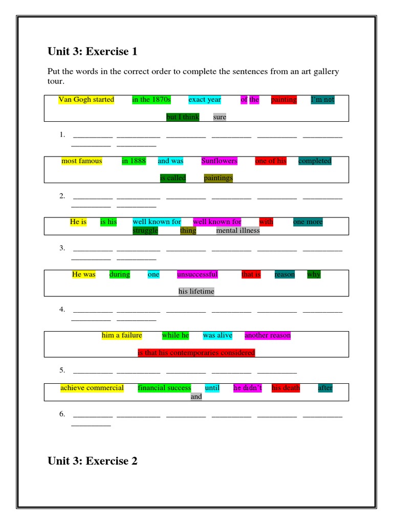 Unit 3 Vocabulary and Grammar Exercises | PDF