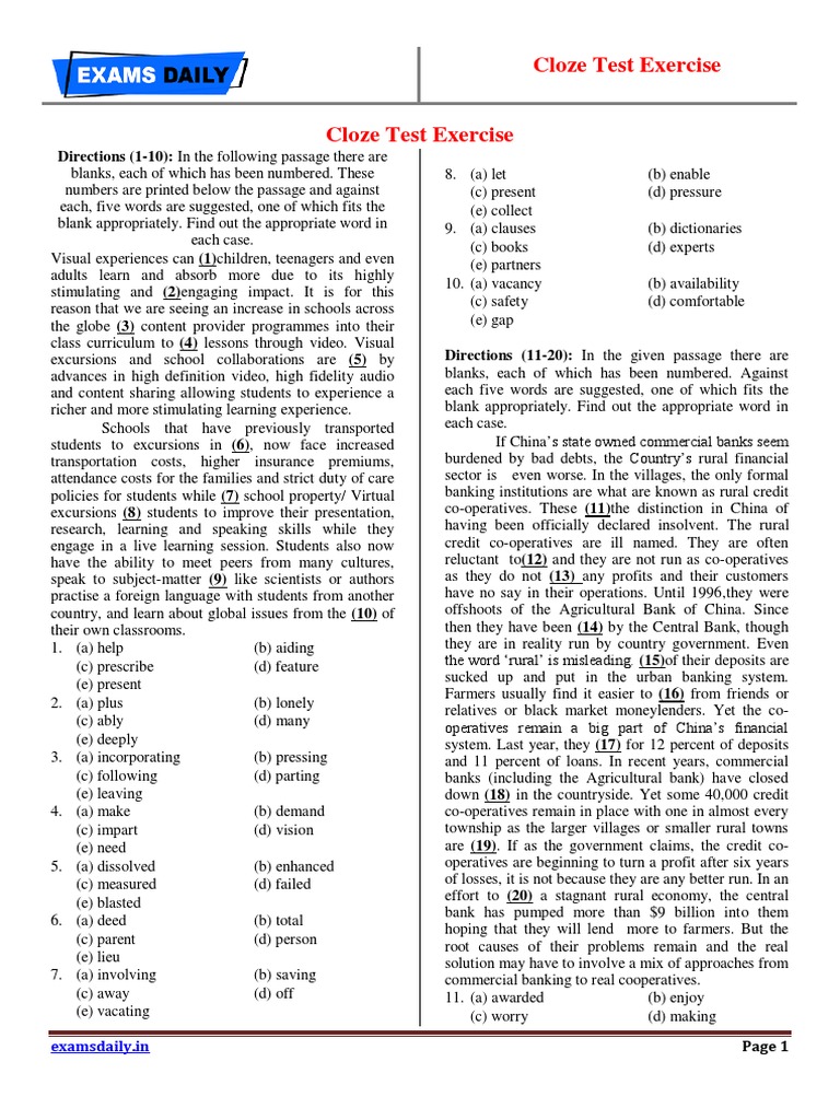 Cloze-Test 125 | PDF
