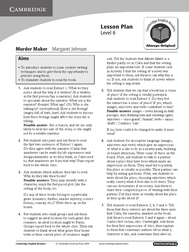 Murder Maker Lesson Plan | PDF | Language Arts & Discipline | Poetry