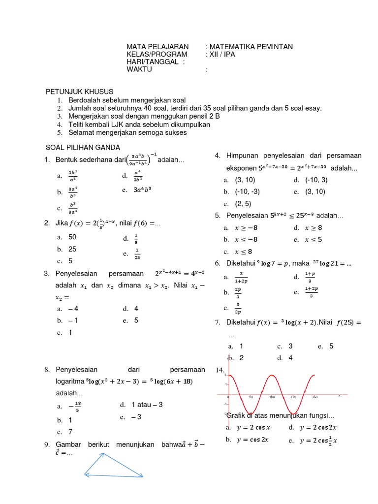 Matematika Peminatan Kelas Xii Ipa | PDF