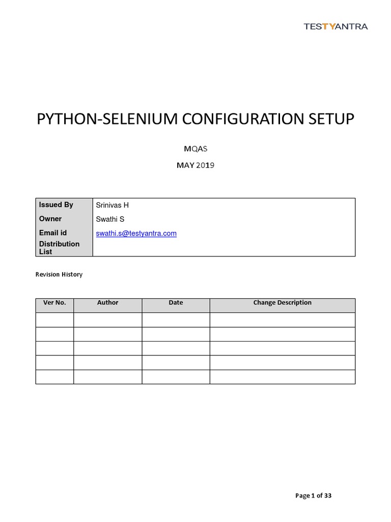 Python Selenium Configuration V13 Pdf