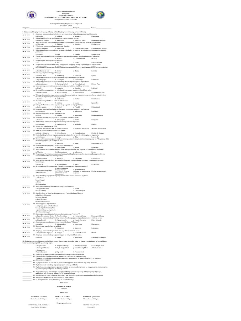 3rd Periodical Exam G8 | PDF