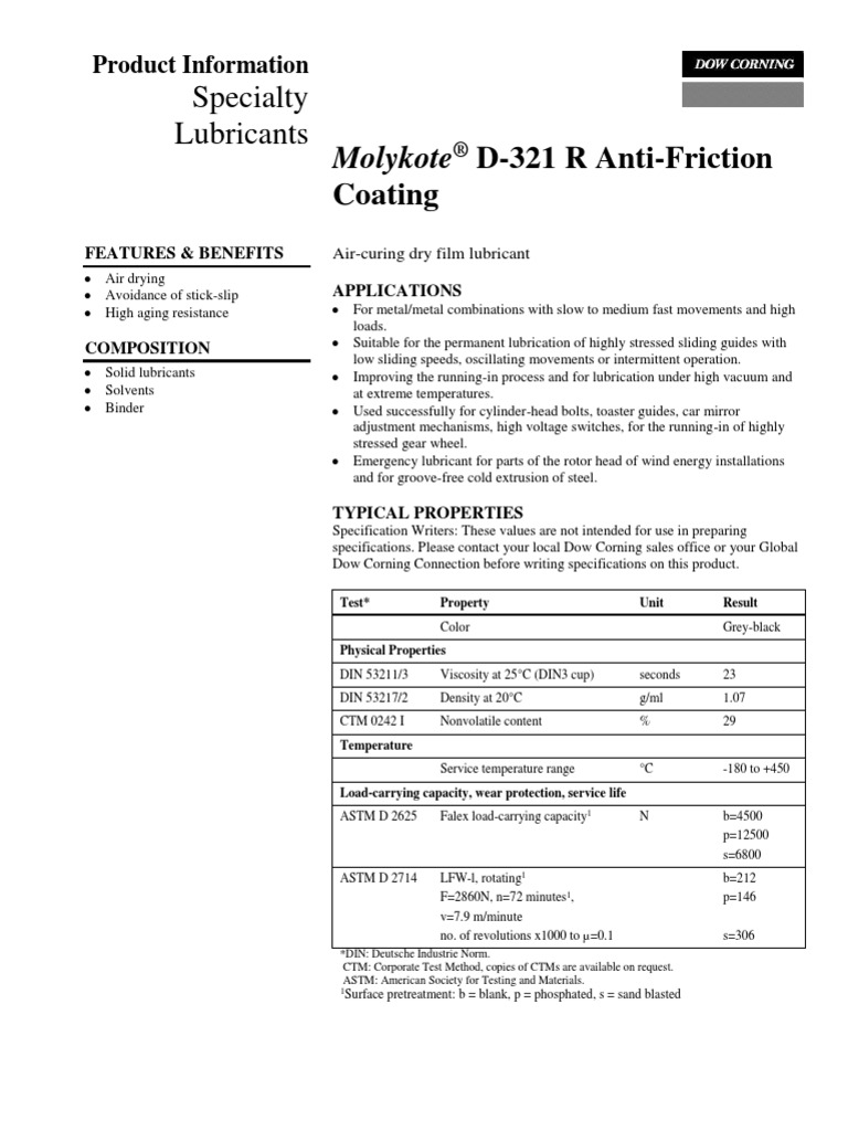 Molykote D 321R - Brochure | PDF