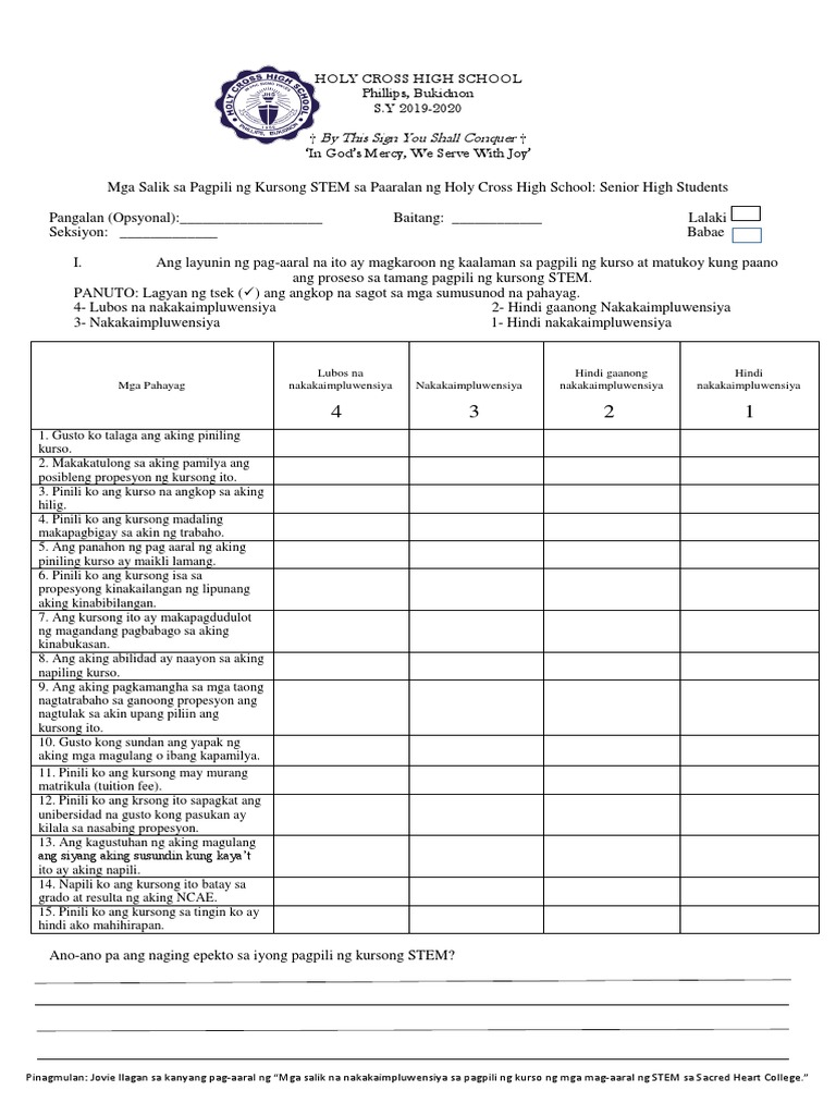 SURVEY Example | PDF