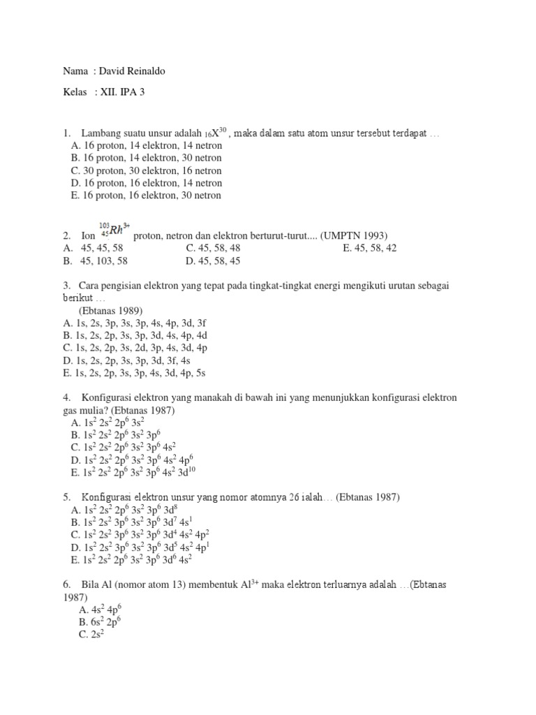 Konfigurasi Elektron dan Bilangan Kuantum | PDF | Seni | Sains & Matematika