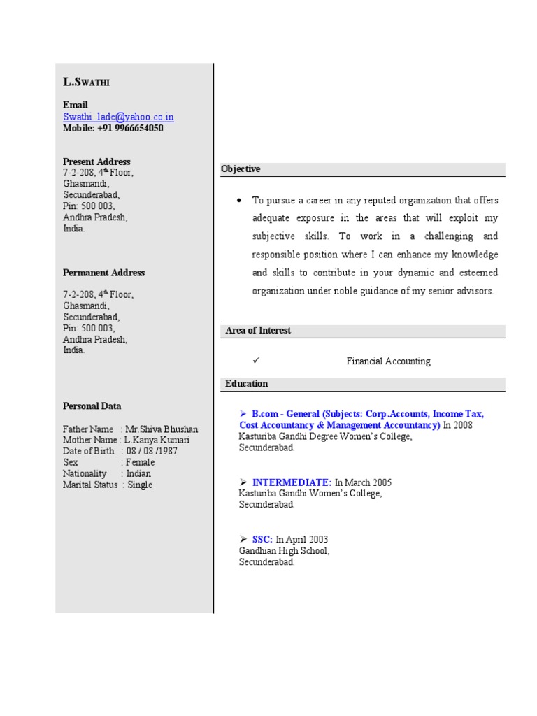 Swathi Resume | PDF | Business